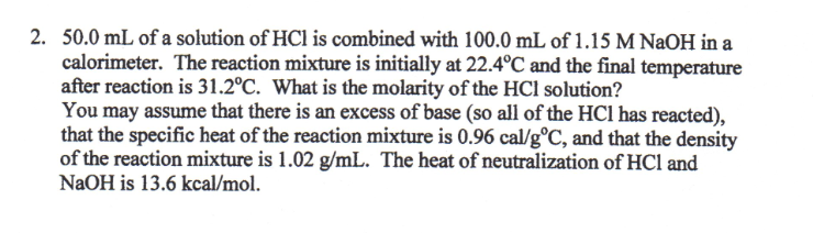 Solved 2. 50.0 mL of a solution of HCl is combined with | Chegg.com