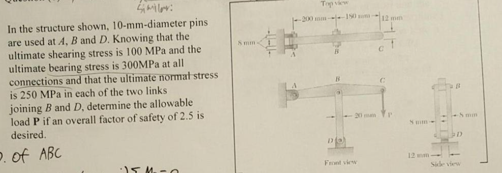 Solved In the structure shown, 10-mm-diameter pins are used | Chegg.com