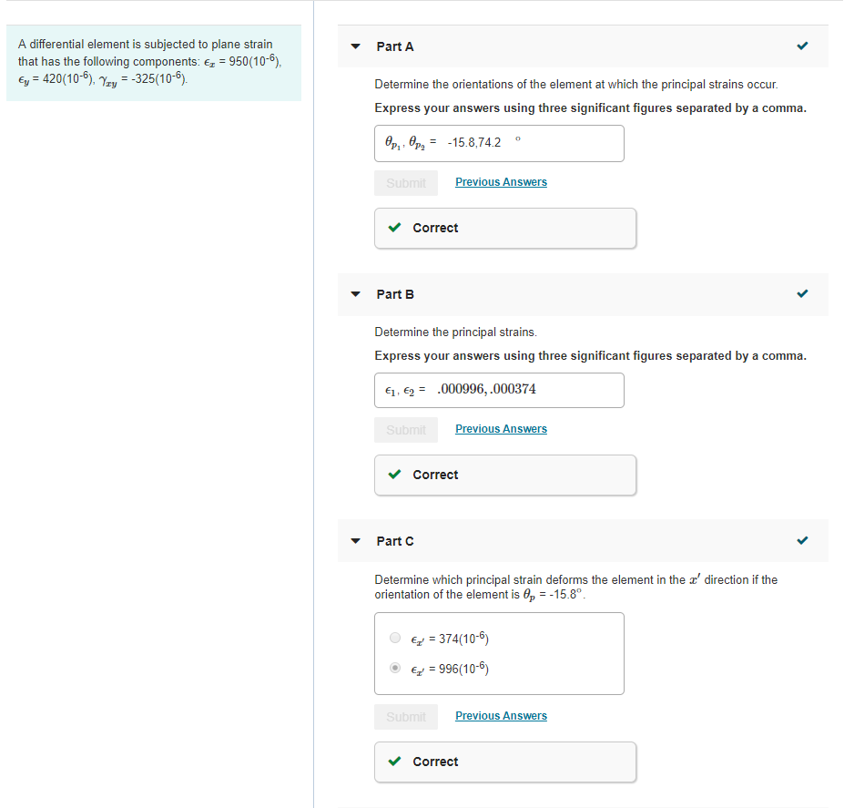 Solved A differential element is subjected to plane strain | Chegg.com
