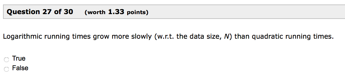Solved Logarithmic running times grow more slowly (w.r.t. | Chegg.com