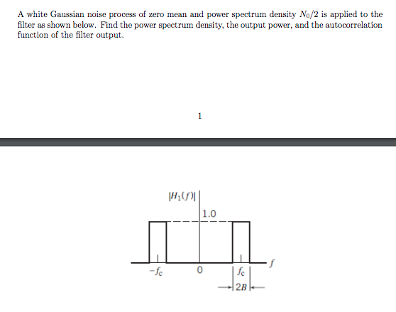 Solved A white Gaussian noise process of zero mean and power | Chegg.com