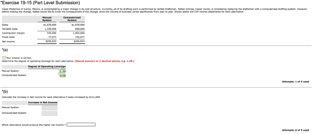 Solved "Exercise 19-15 (Part Level Submission) Casas Modemas | Chegg.com