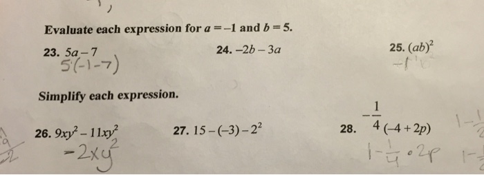 Solved Evaluate each expression for a = -1 and b = 5. 5a-7 | Chegg.com