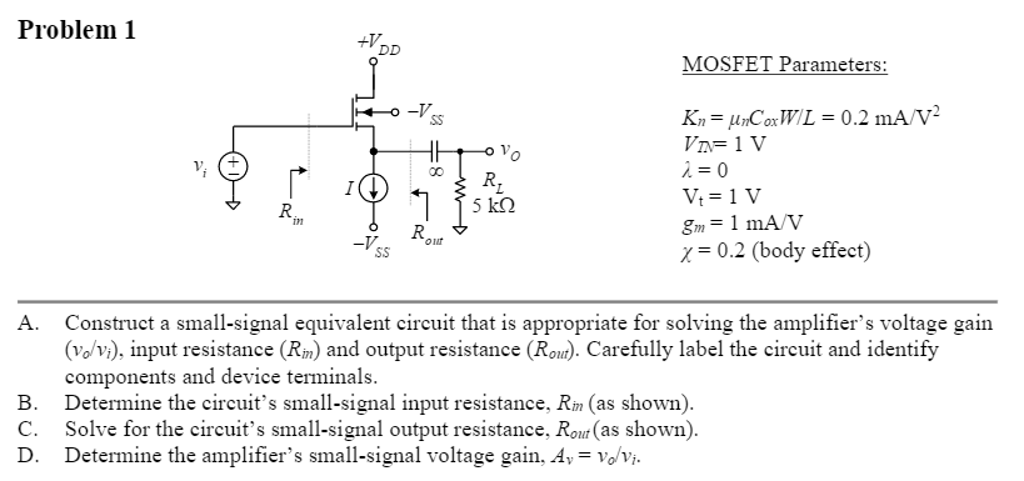 Solved Construct a small-signal equivalent circuit that is | Chegg.com