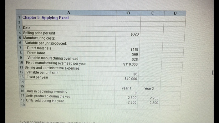 Solved 1 Chapter 5: Applying Excel 3 Data 4 Selling price | Chegg.com