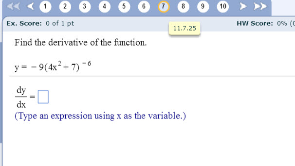 Solved Find the derivative of the function. y = - 9(4x^2 + | Chegg.com