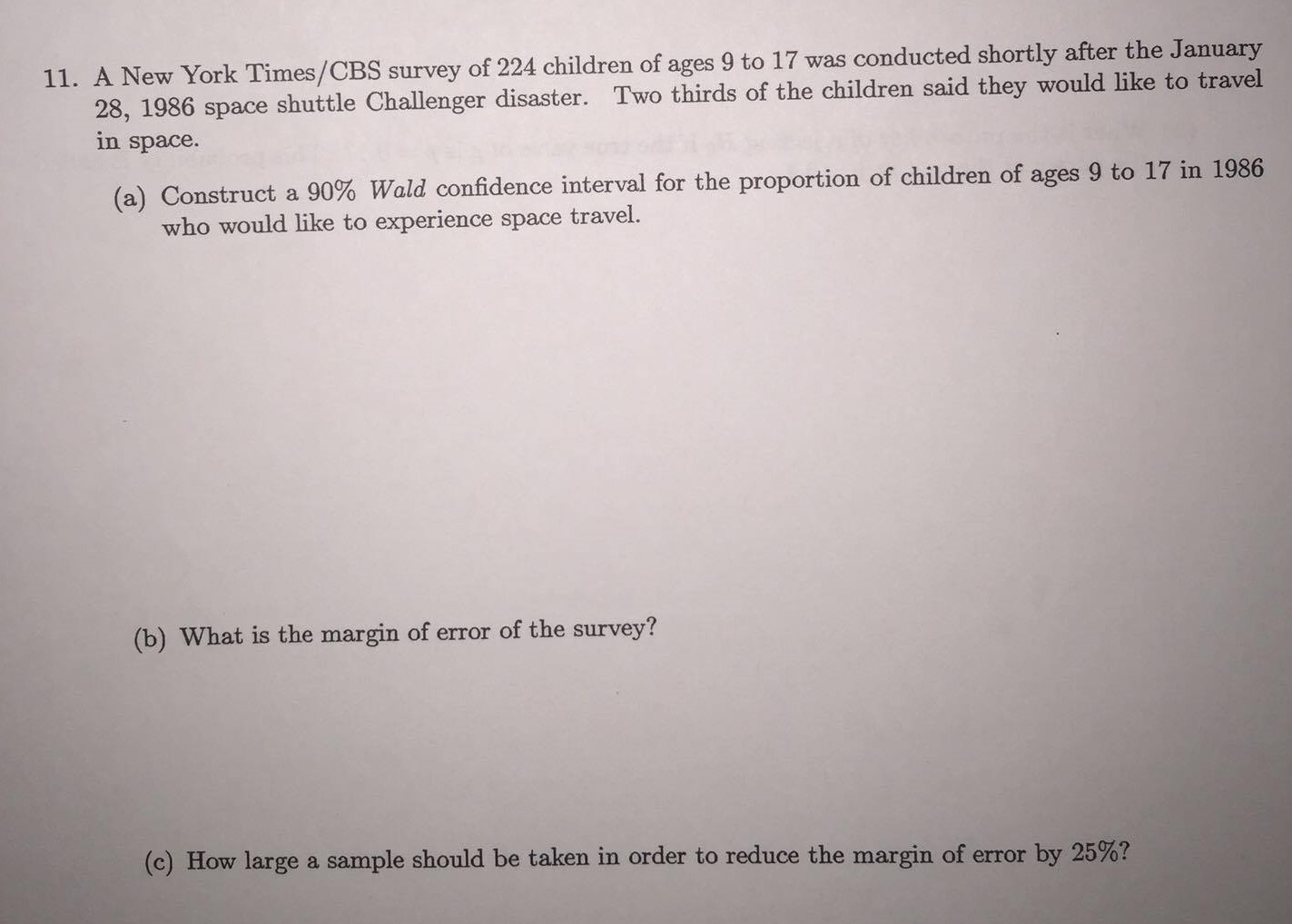 Solved A New York Times/CBS survey of 224 children of ages 9 | Chegg.com