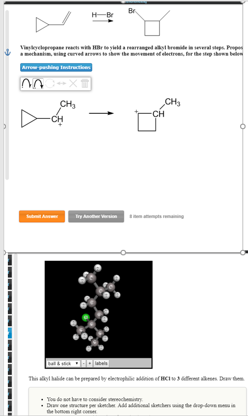 Solved HBr Vinylcyclopropane reacts with HBr to yield a | Chegg.com