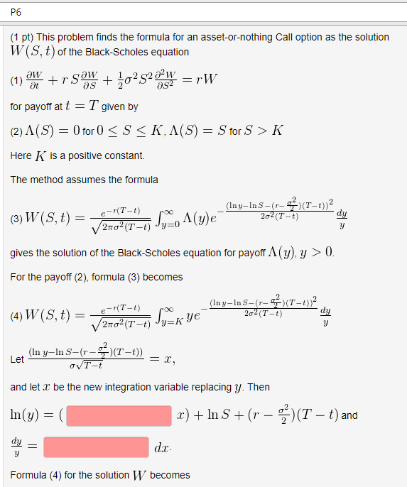 Solved P6 (1 pt) This problem finds the formula for an | Chegg.com