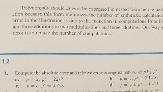 Polynomials should atweys be expressed in nested form | Chegg.com