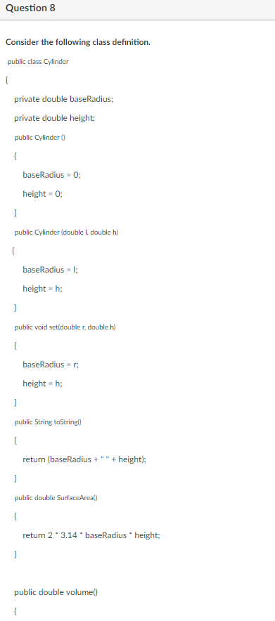 Solved Question7 Which of the following class definitions is | Chegg.com