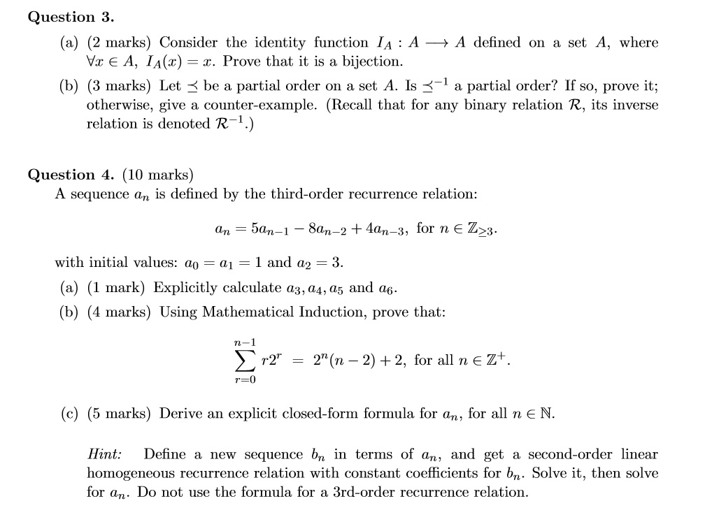 Solved Question 3. (a) (2 marks) Consider the identity | Chegg.com