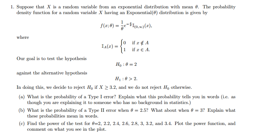 Solved Suppose that X is a random variable from an | Chegg.com