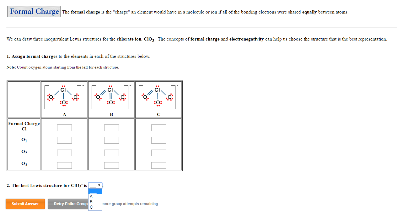 Solved The formal charge is the "charge" an element would | Chegg.com