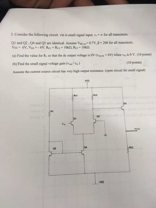 Solved Consider the following circuit, vin is small signal | Chegg.com