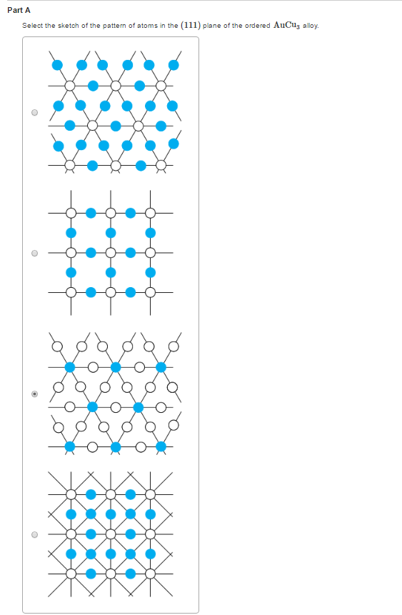 Solved Part A Select the sketch of the pattern of atoms in | Chegg.com