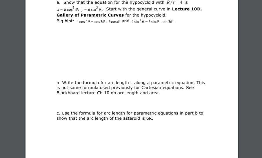 Show that the equation for the hypocycloid with R/r = | Chegg.com