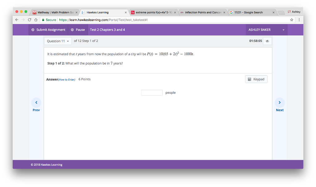 Solved Mathway | Math Problem Sol xHawkes Learning extreme | Chegg.com