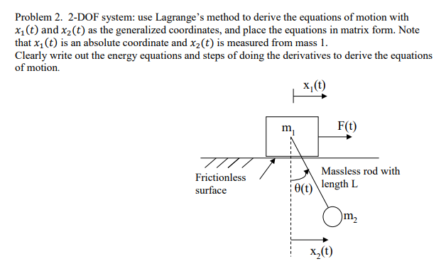 Solved Problem 2. 2-DOF system: use Lagrange's method to | Chegg.com Solved Problem 2. 2-DOF system: use Lagrange's method to | Chegg.com