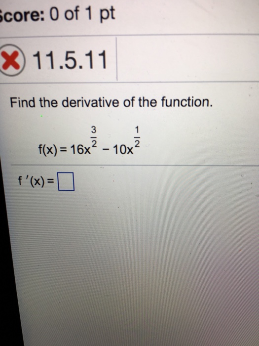 Solved Find the derivative of the function. f(x) = 16x^3/2 | Chegg.com