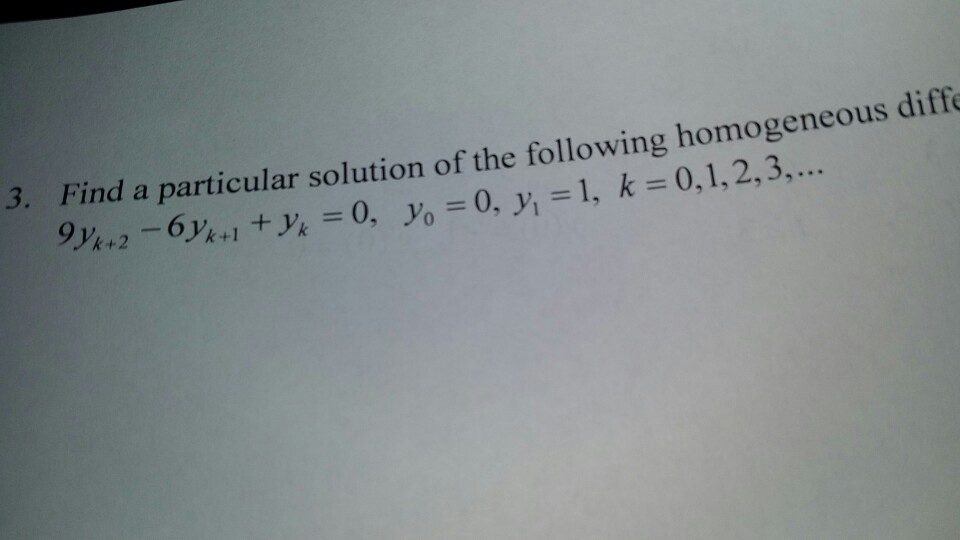 Solved 3. Find a particular solution of the following | Chegg.com