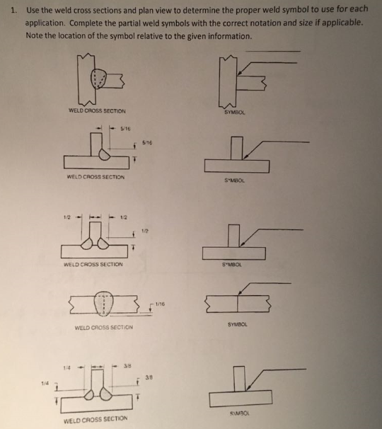 Solved 1. Use the weld cross sections and plan view to | Chegg.com