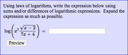 Solved Using laws of logarithms write the expression below | Chegg.com