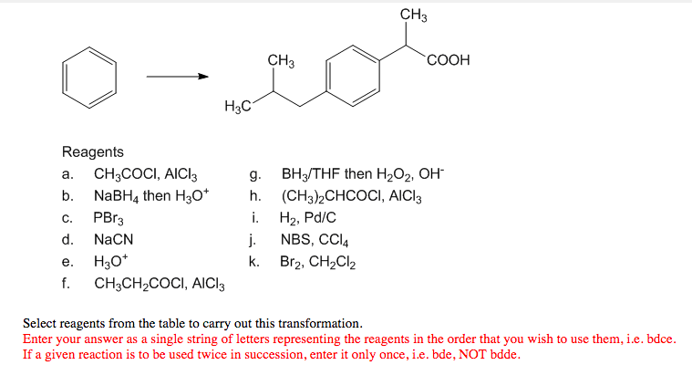 Solved CH3 CH3 H3C Reagents a. CH3COCI, AICIsg. b. NaBH4 | Chegg.com