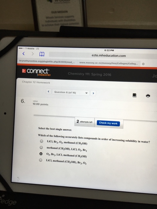 Solved Which of the following accurately lists compounds in | Chegg.com