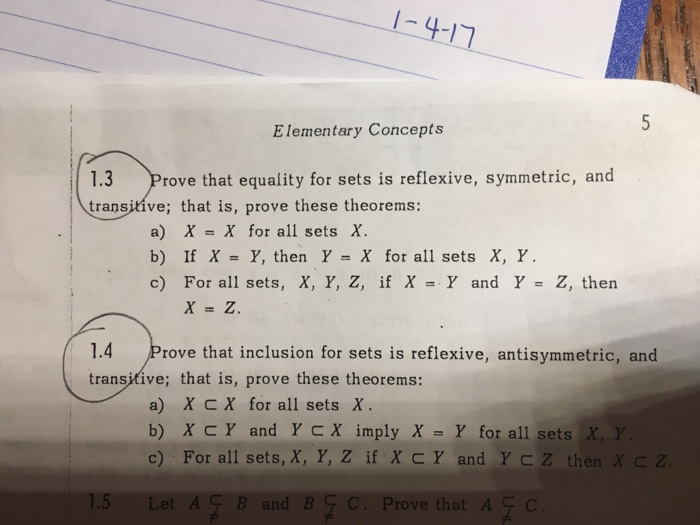 Solved Prove that equality for sets is reflexive, symmetric, | Chegg.com