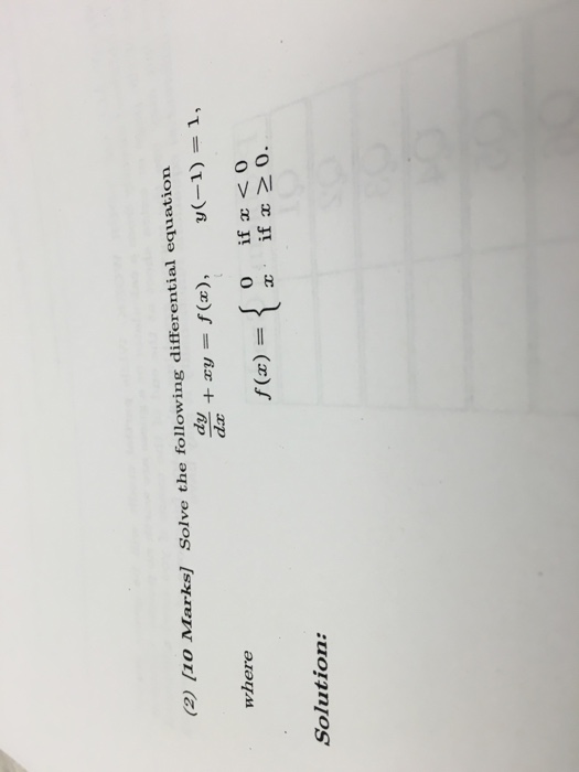 Solved Solve the following differential equation dy/dx + xy | Chegg.com