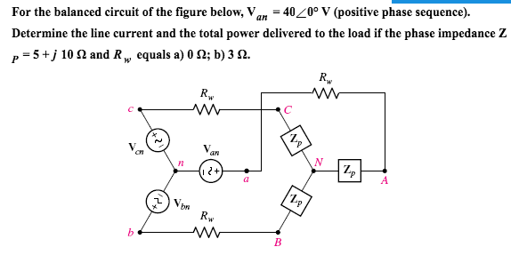 Solved For the balanced circuit of the figure below, V_an = | Chegg.com