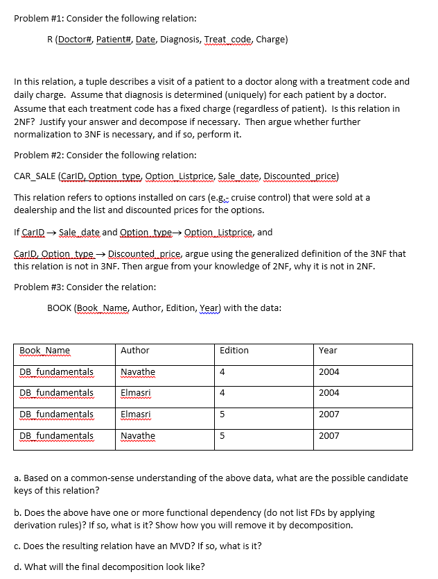 Consider the following relation: R (Doctor#, | Chegg.com