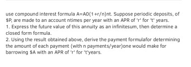 Solved use compound interest formula A=A0(1+r/n)nt. Suppose | Chegg.com