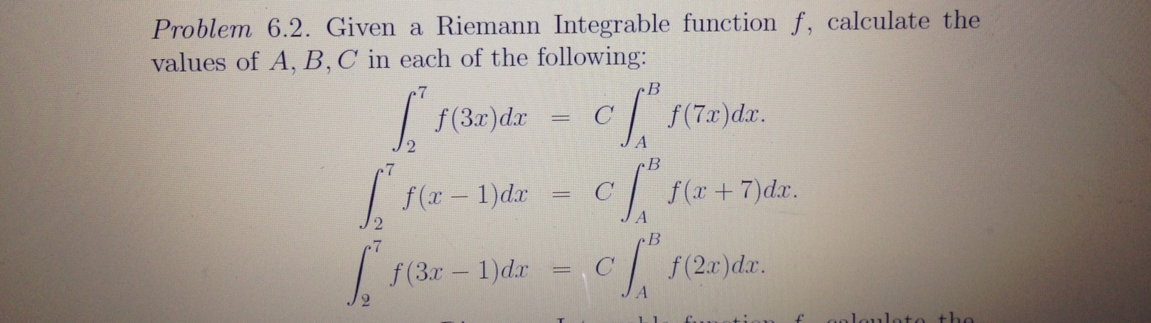 Solved Problem 6.2. Given a Riemann Integrable function f, | Chegg.com