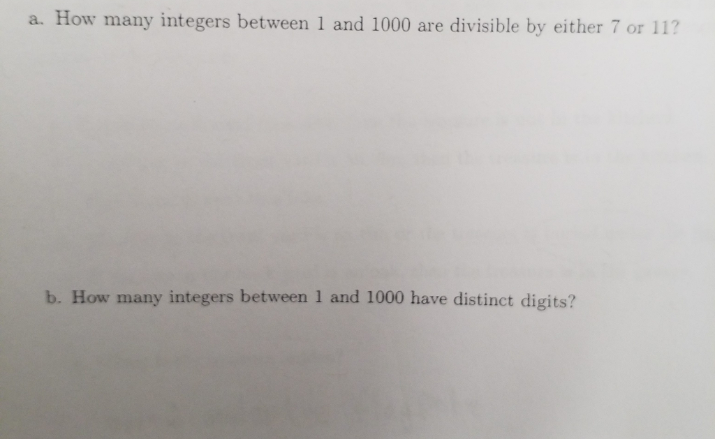 Solved a. How many integers between 1 and 1000 are divisible | Chegg.com