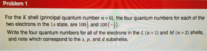 Solved For the K shell (principal quantum number n = 0), the | Chegg.com