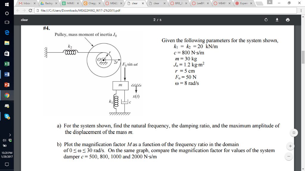 Solved For the system shown, find the natural frequency, | Chegg.com