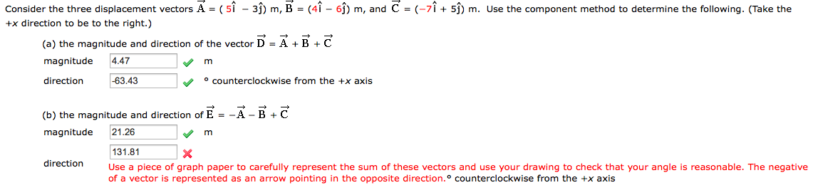Solved Consider the three displacement vectors A= | Chegg.com
