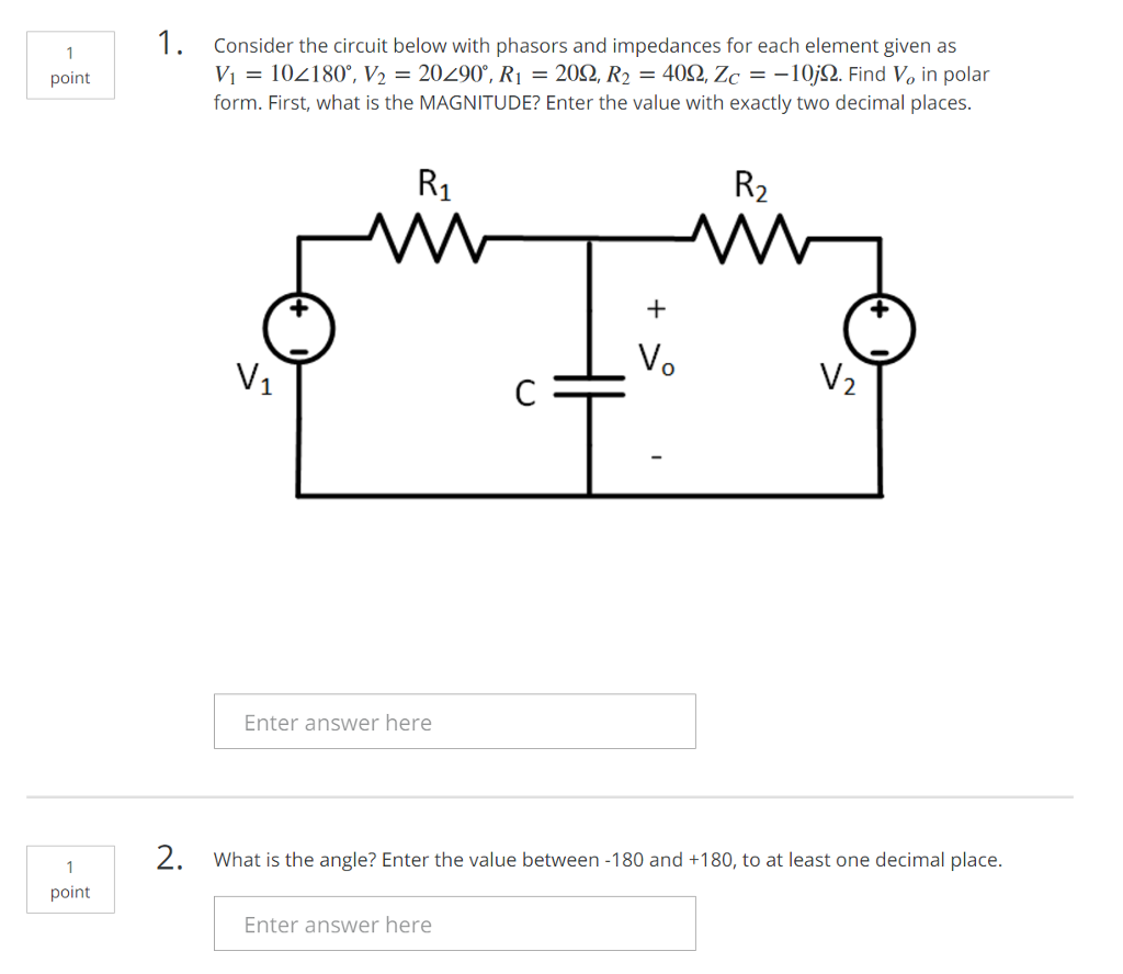 Solved Consider the circuit below with phasors and | Chegg.com