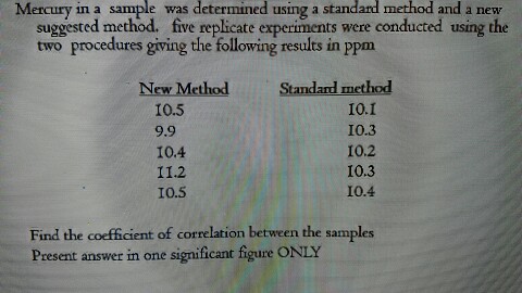 Solved Mercury in a sample was determined using a standard | Chegg.com