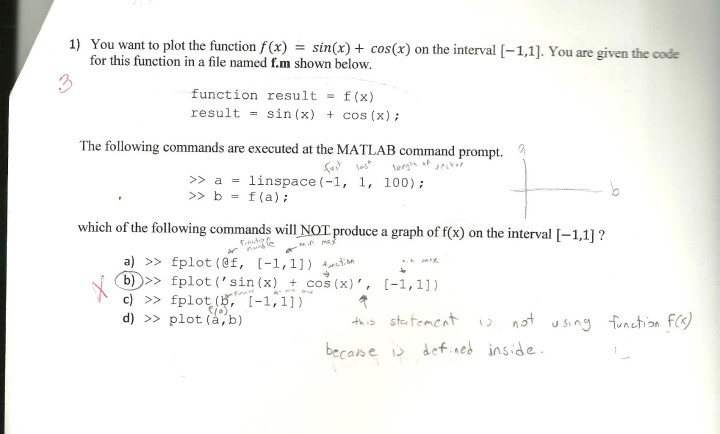 Solved 1) You want to plot the functionfx)sin(x) cos(x) on | Chegg.com