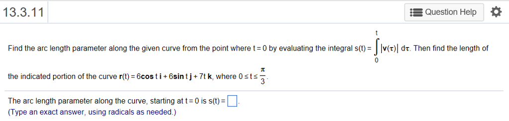 Solved Find the arc length parameter along the given curve | Chegg.com