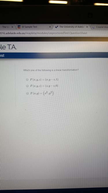 Solved The Ur x, ?1B Sample Test -/ The University of Adela | Chegg.com