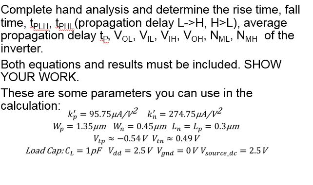 Solved Complete hand analysis and determine the rise time, | Chegg.com