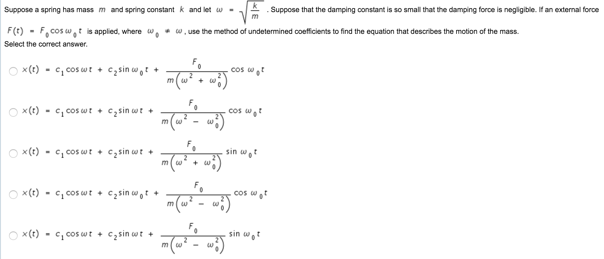 Solved Suppose a spring has mass m and spring constant k and | Chegg.com