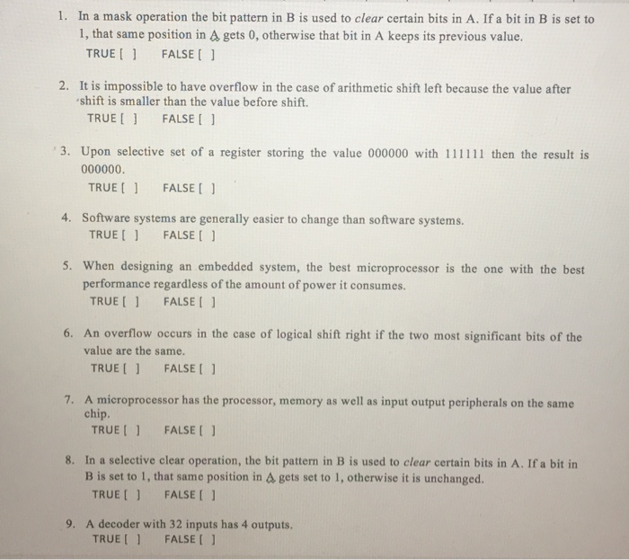 Solved In a mask operation the bit pattern in B is used to | Chegg.com