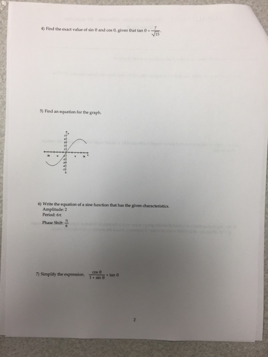 Solved Find the exact value of sin theta and cos theta, | Chegg.com