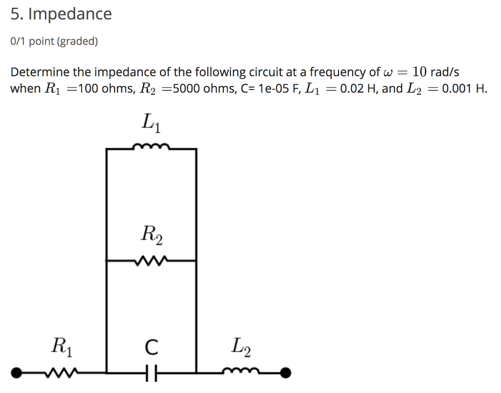Solved 3. Impedance 1 point possible (graded) Determine the | Chegg.com