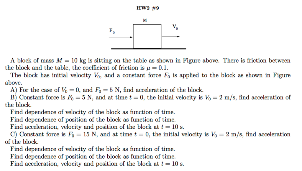 Solved A block of mass M = 10 kg is sitting on the table | Chegg.com